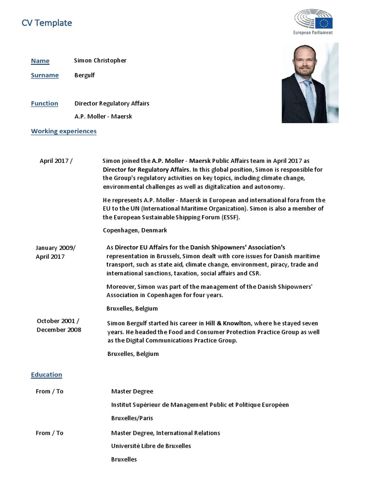 Simon Bergulf's CV for Maersk Role | PDF