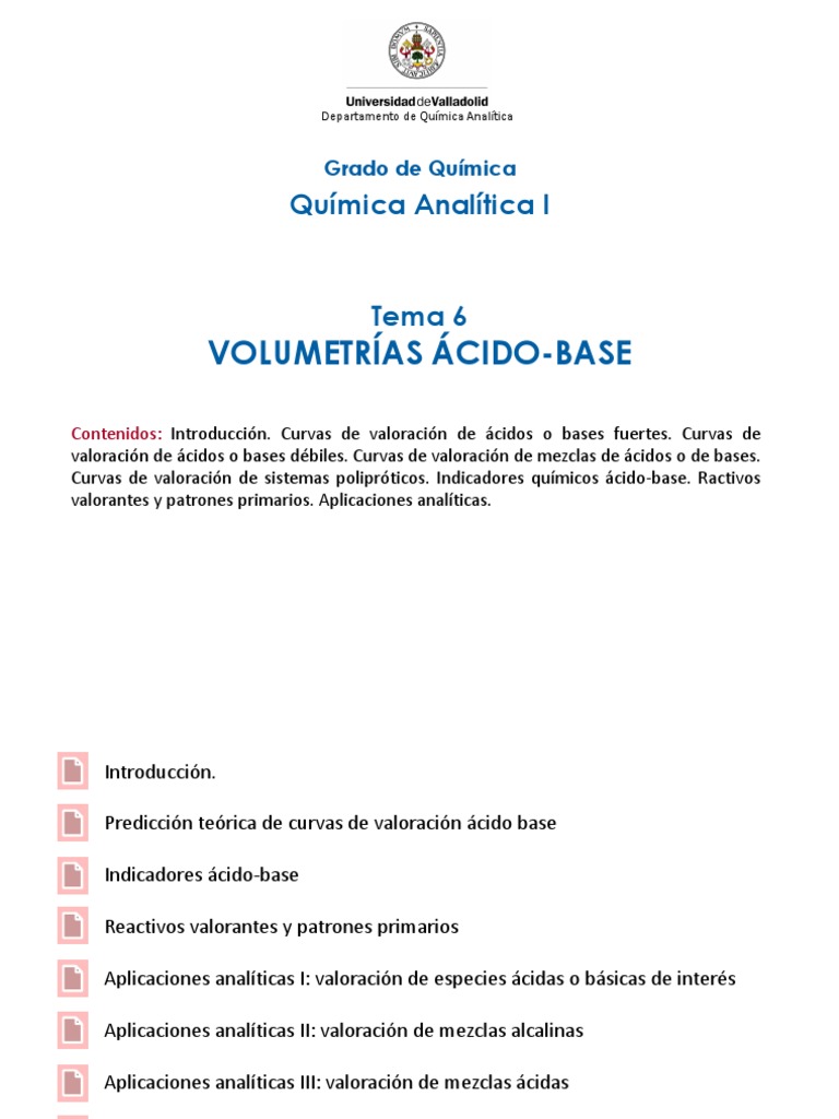 Valoraciones Ácido-Base en Química | PDF