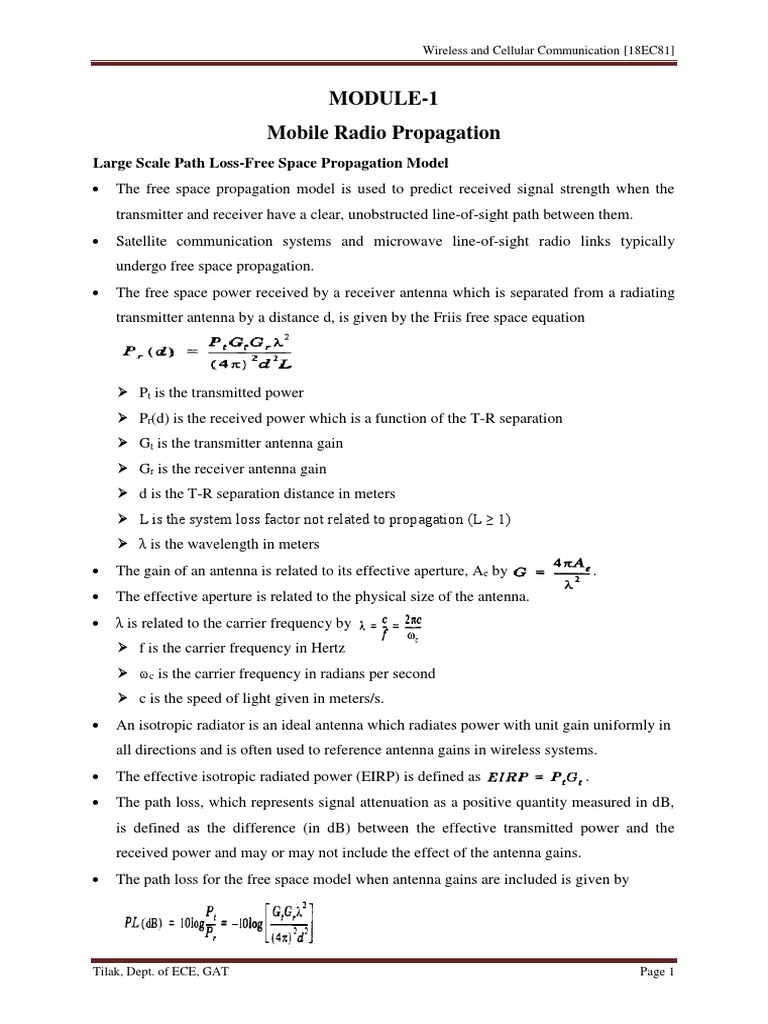 WCC Module-1 Notes | PDF | Antenna (Radio) | Diffraction