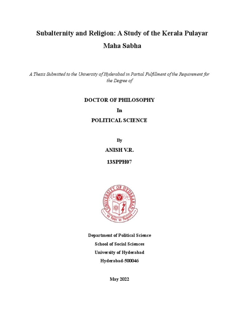 Anish V.R. - Subalternity and Religion A Study of The Kerala Pulayar ...