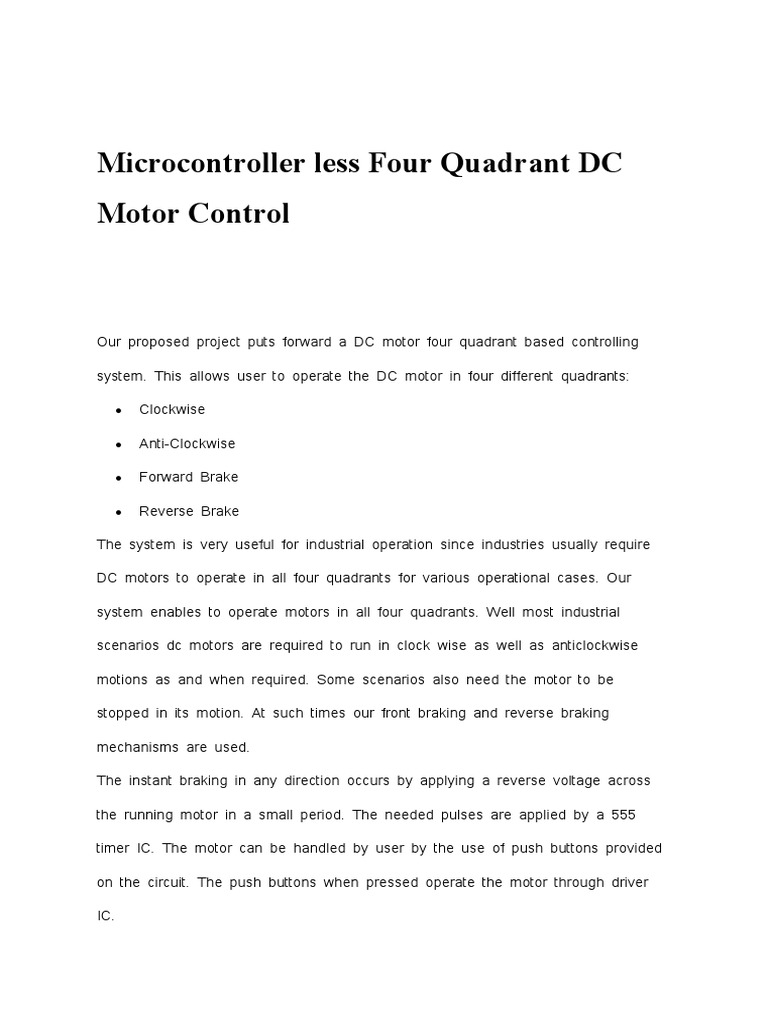 Microcontroller Less Four Quadrant DC Motor Control | PDF