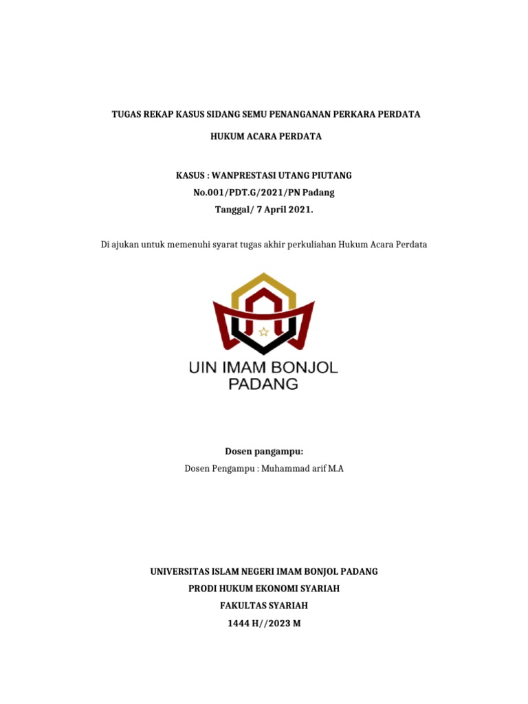 Tugas Hukum Acara Perdata Sidang Semu | PDF