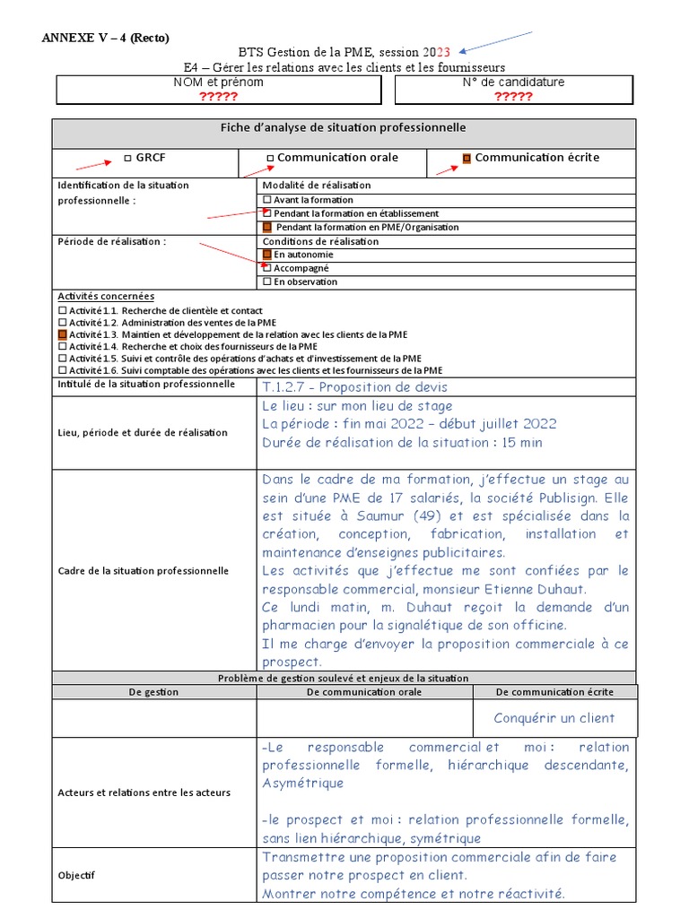 Fiche de communication BTS GPME 2023 | PDF | la communication | Logiciel