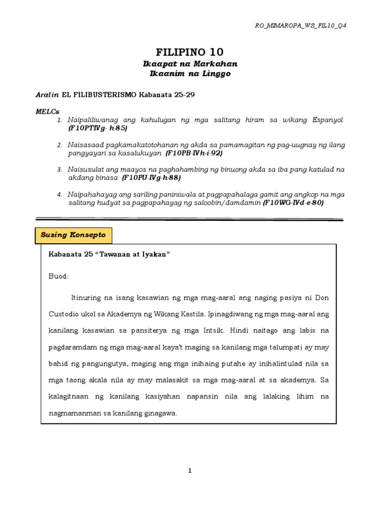 Filipino10 Q4 W6 | PDF