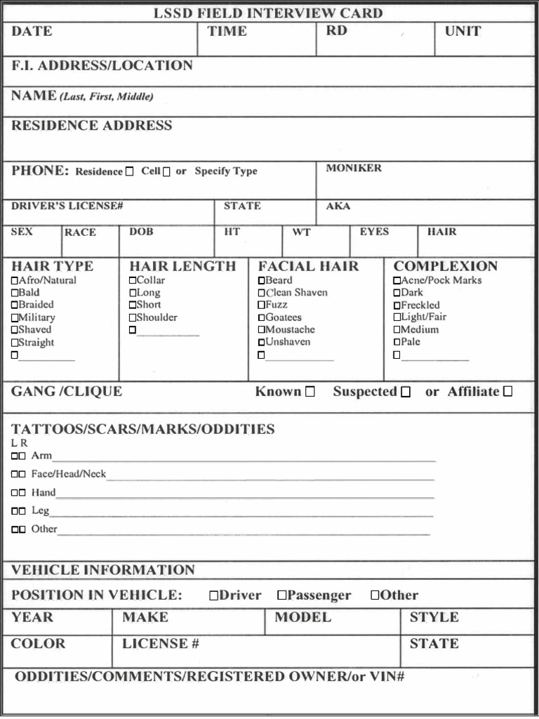 Field Interview Card | PDF