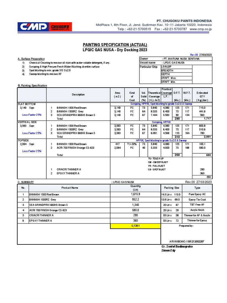 LPGC. GAS NUSA - CMP Technical Specs - EXTERNAL HULL | PDF | Industrial Processes | Chemical ...