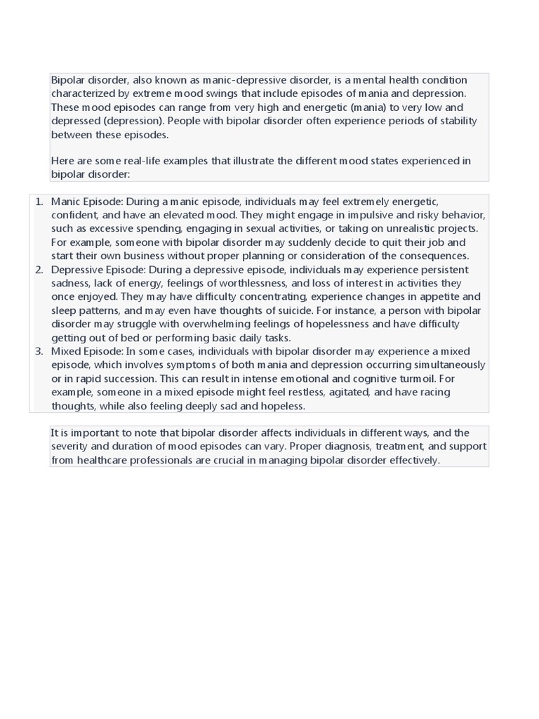 Study Notes Bipolar Disorder | PDF