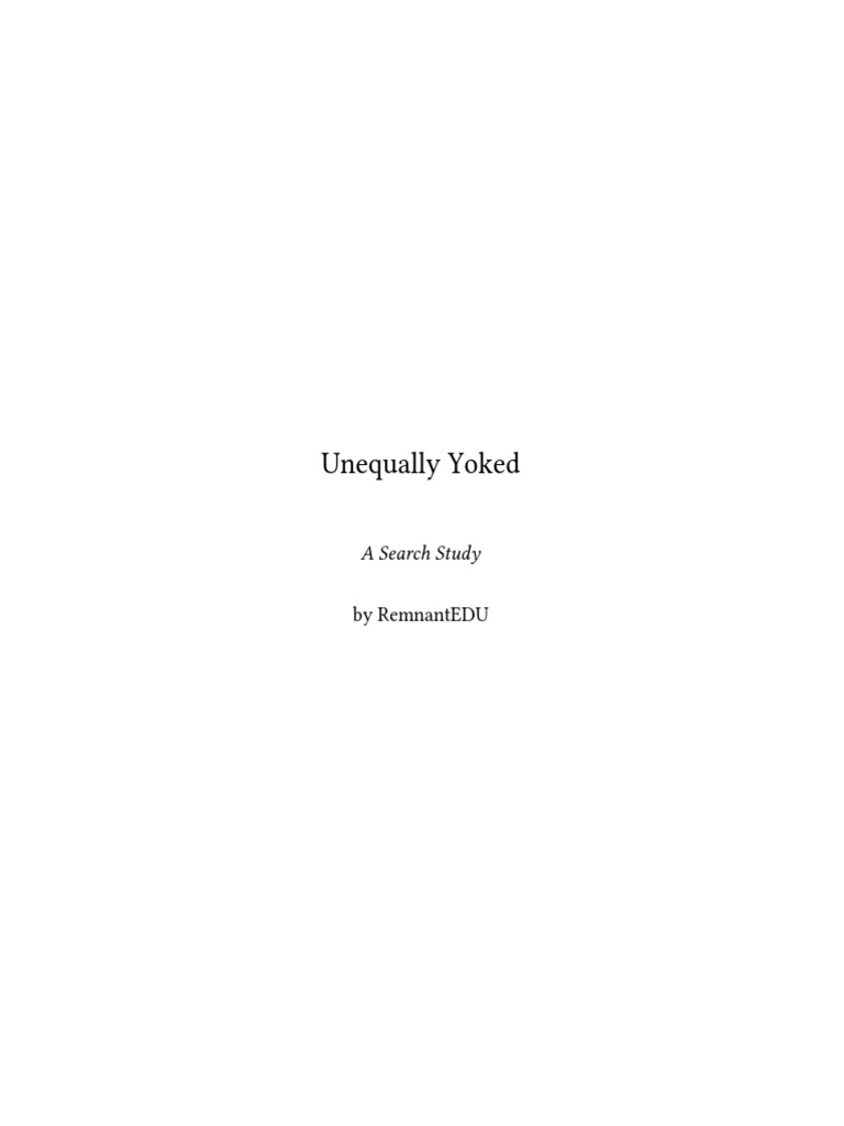 Unequally Yoked Search Study | PDF Unequally Yoked Search Study | PDF