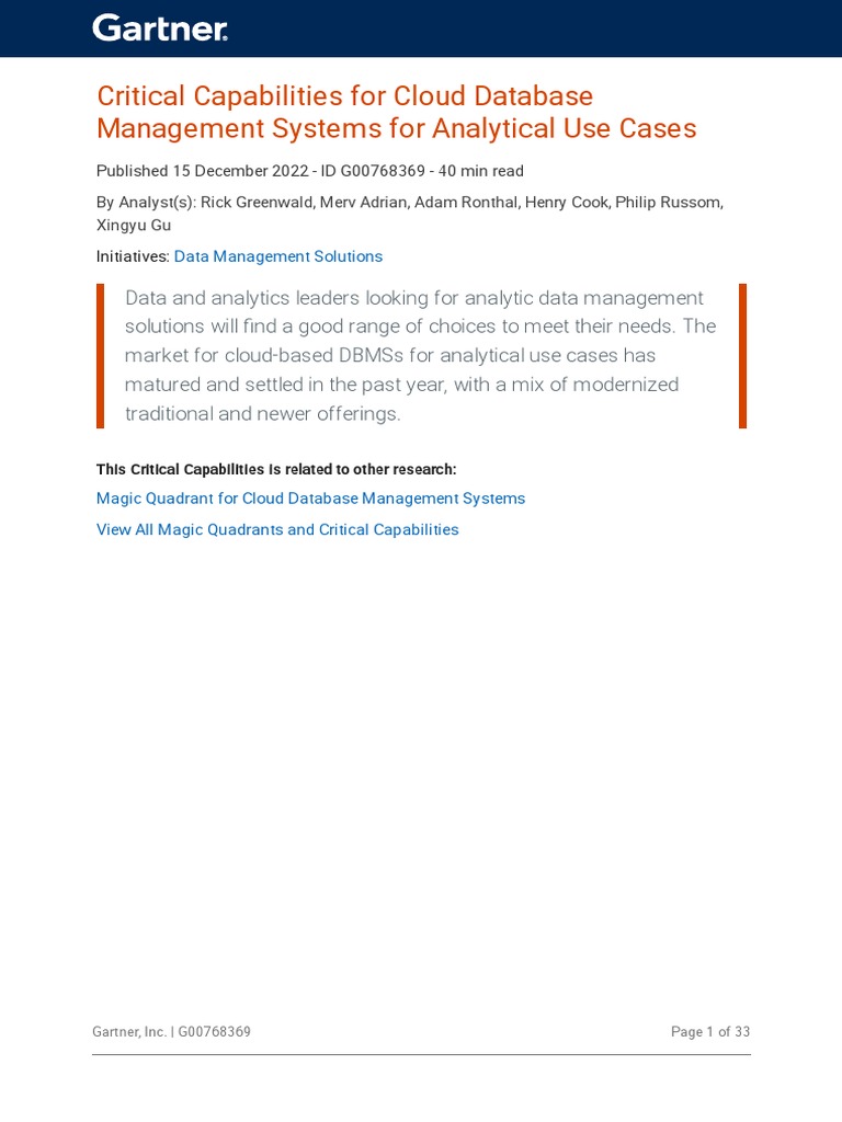 Critical Capabilitie 768369 NDX | PDF | Cloud Computing | Databases
