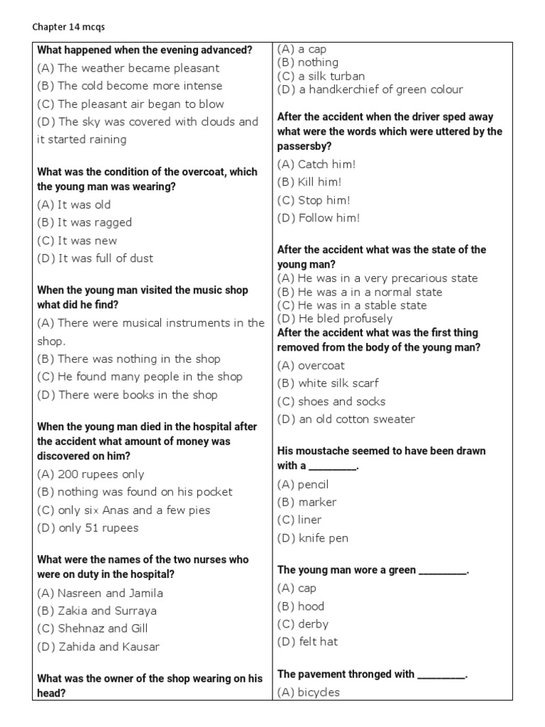 Chapter 14 Mcqs With Answrs | PDF | Clothing | Fashion