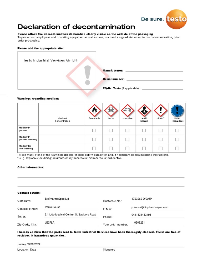 Decontamination Form | PDF