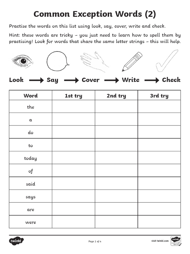Common Exception Words | PDF