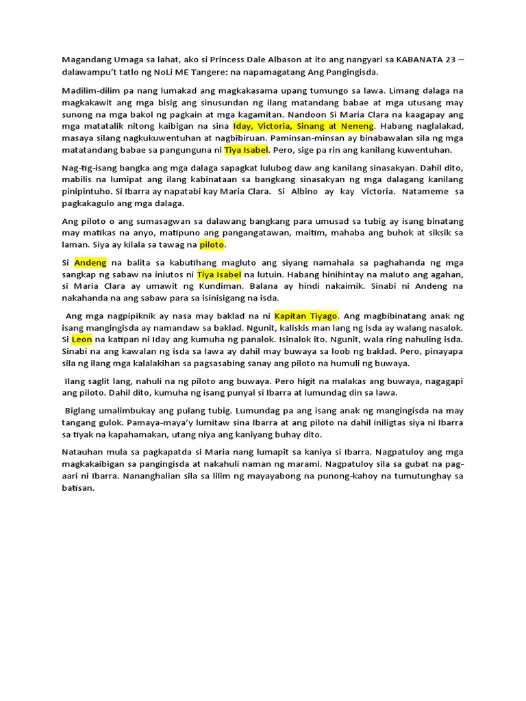 FIL KABANATA 23 - NOLI ME TANGERE | PDF