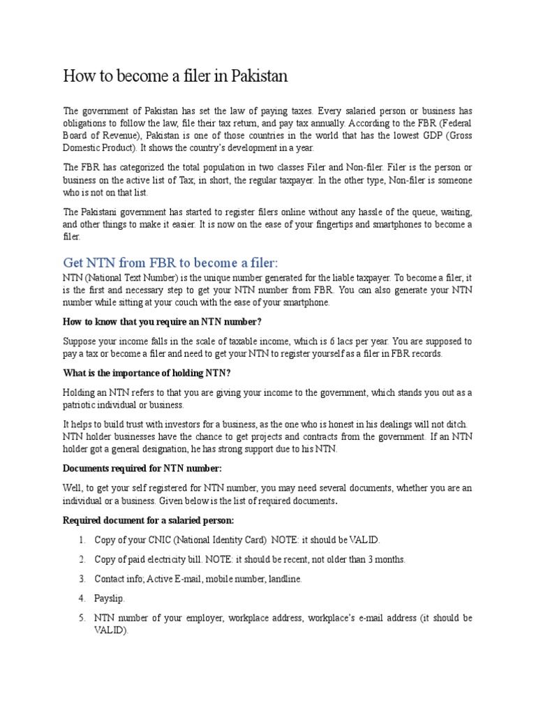 HOW BECOME FILER IN pAKISTAN | PDF | Taxes | Dividend