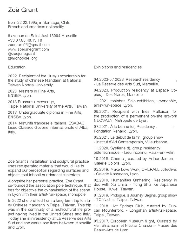 Grant CV English | PDF