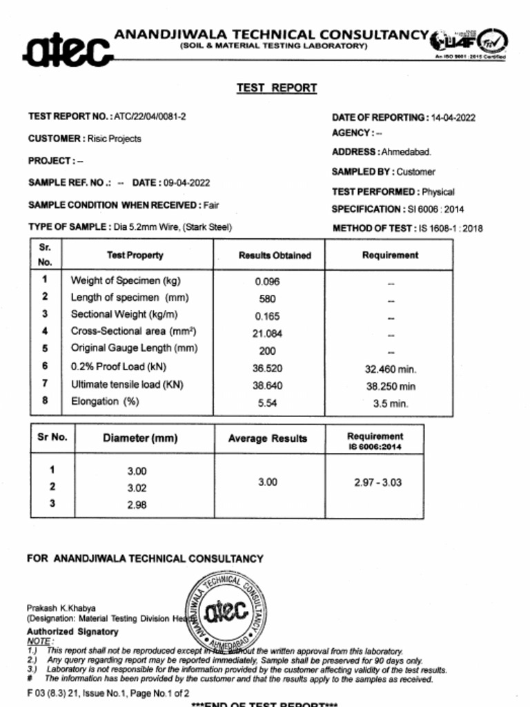 Steel Test Report | PDF