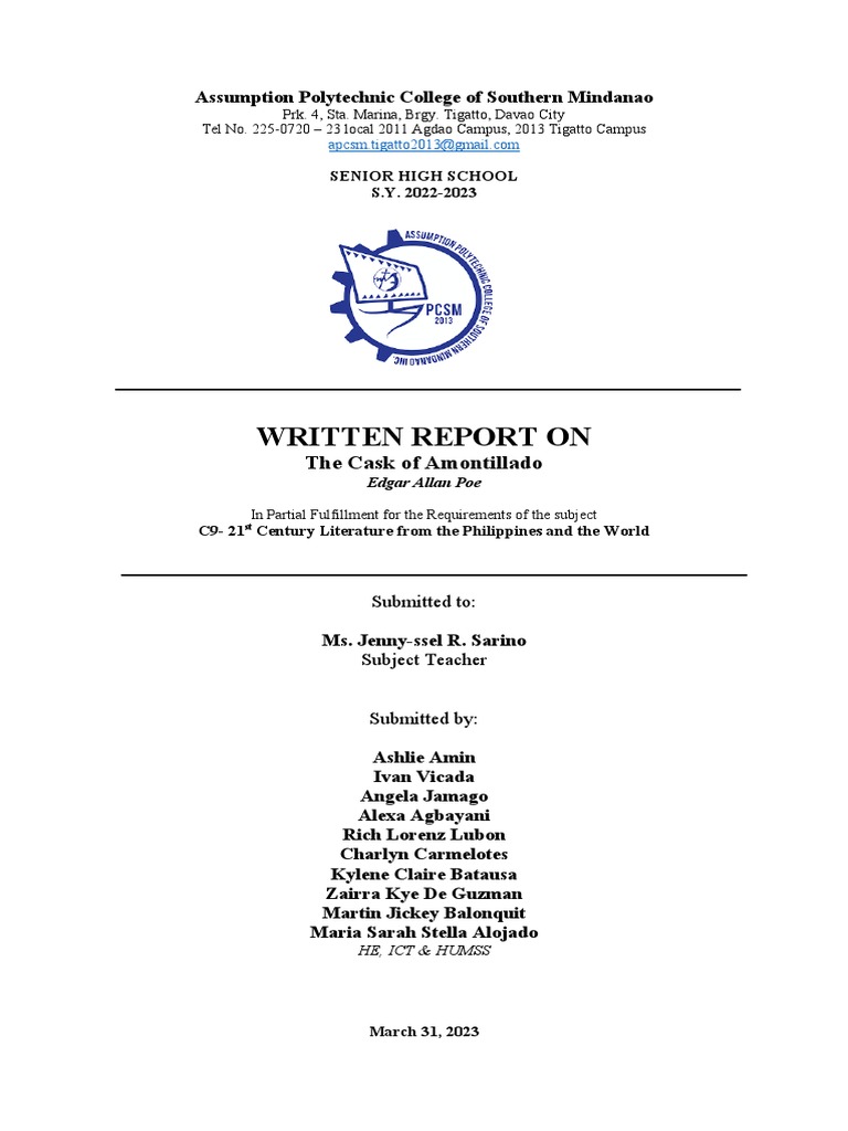 Written-Report Group 1 | PDF | General Fiction