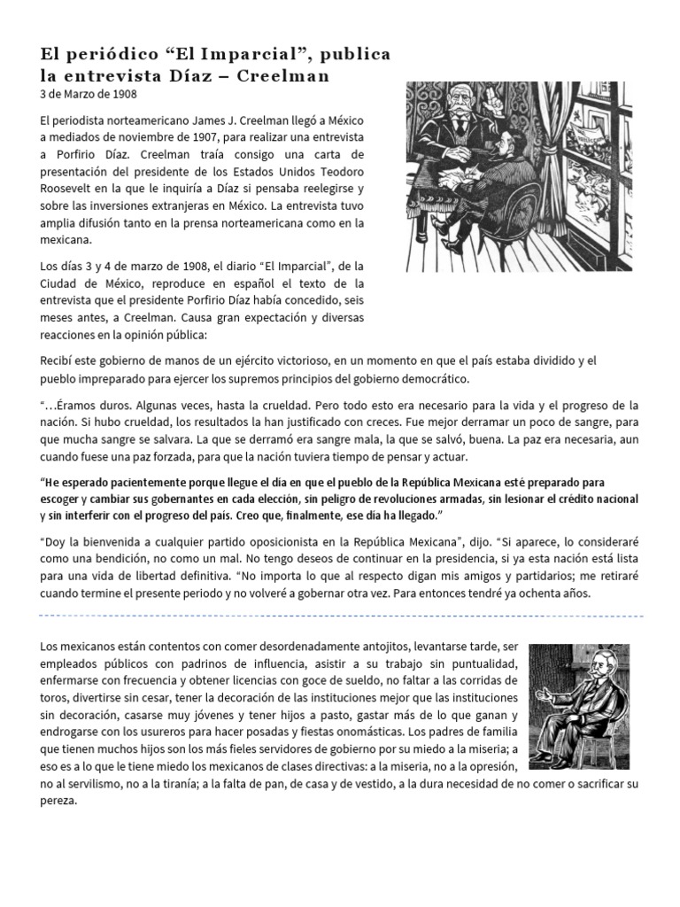 La Entrevista Díaz-Creelman de 1908 | PDF | México