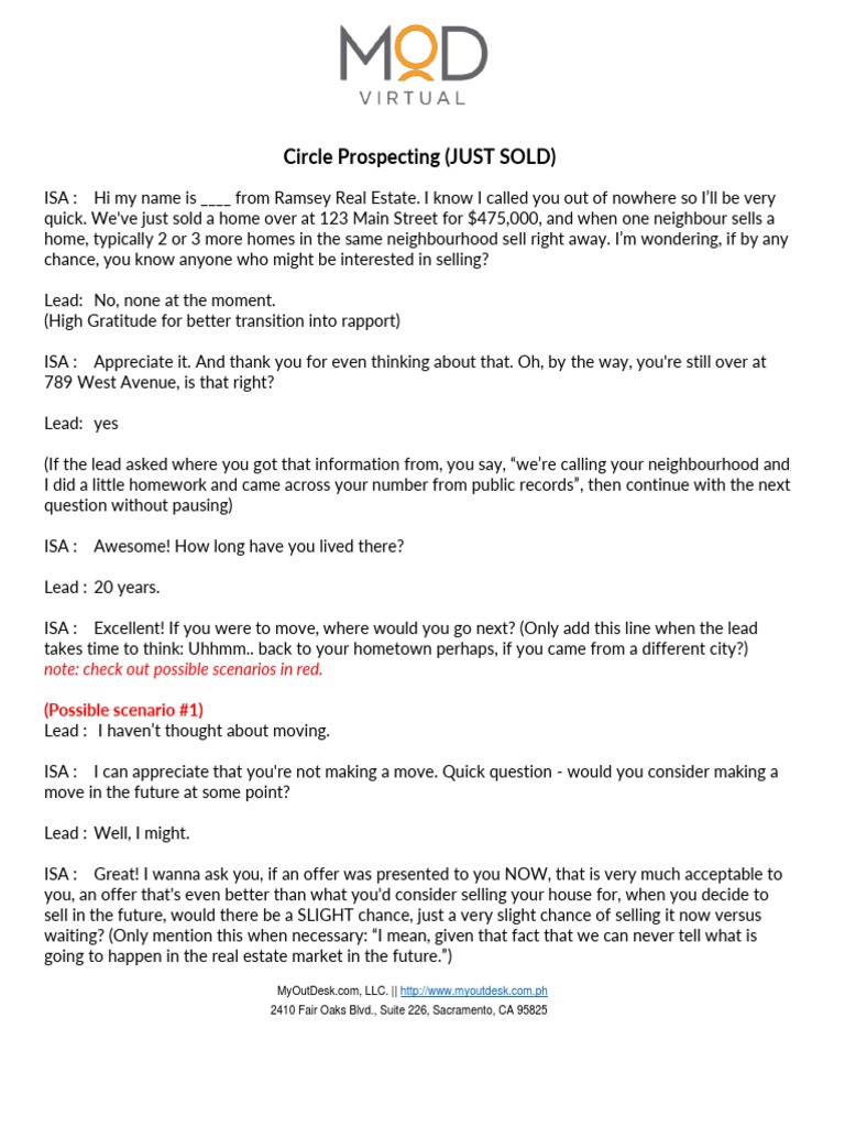 Circle Prospecting JUST SOLD | PDF