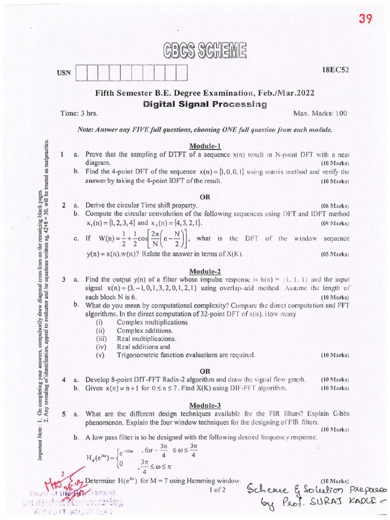 18EC52 Prof. Suraj K29 03 2022 - 001 | PDF