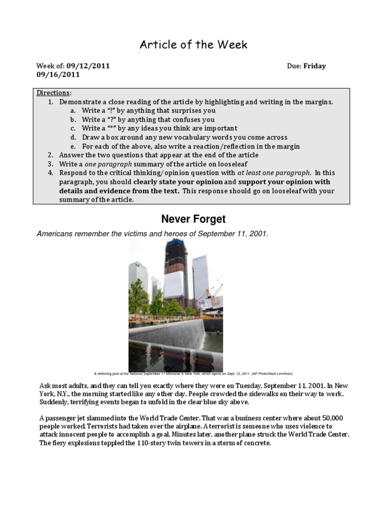 Remembering 9/11: A Reflection Guide | PDF | United Airlines Flight 93 ...