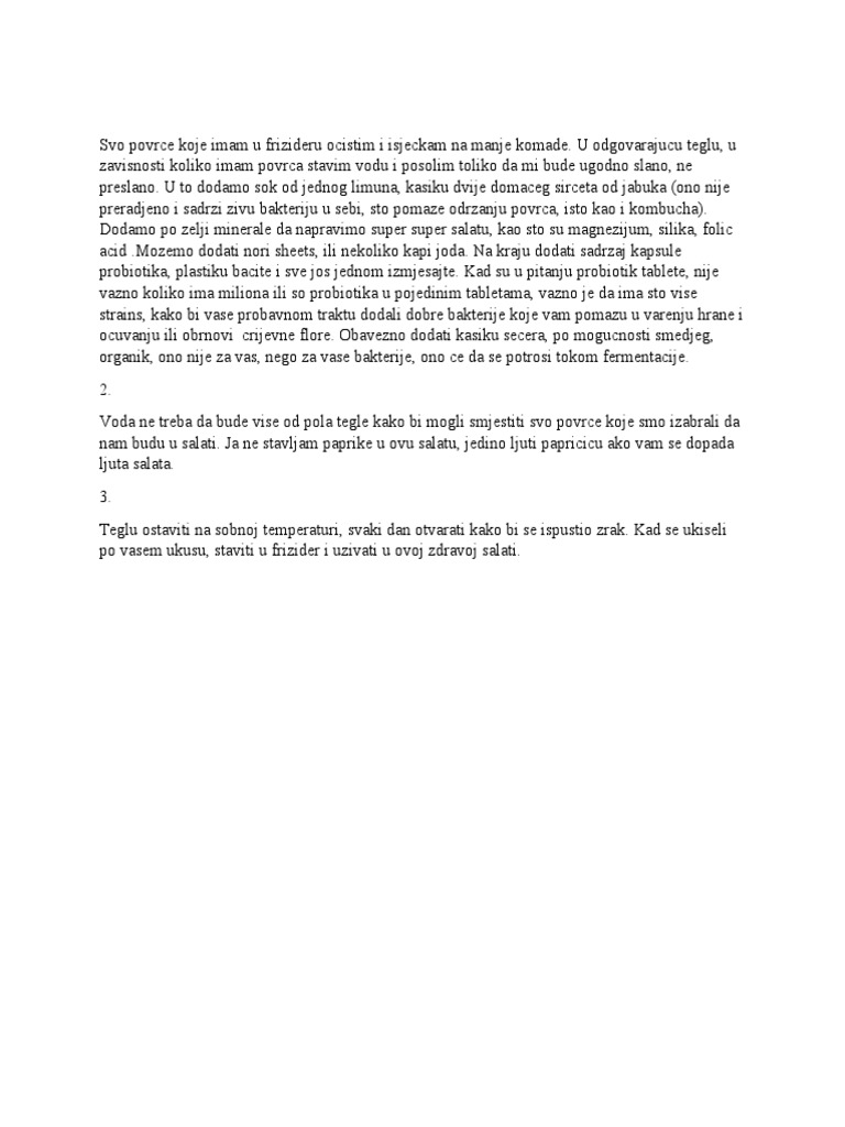 Svo Povrce Koje Imam U Frizideru Ocistim I Isjeckam Na Manje Komade | PDF