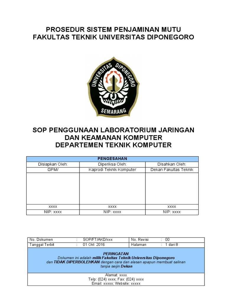 SOP Laboratorium Jaringan Dan Keamanan Komputer | PDF