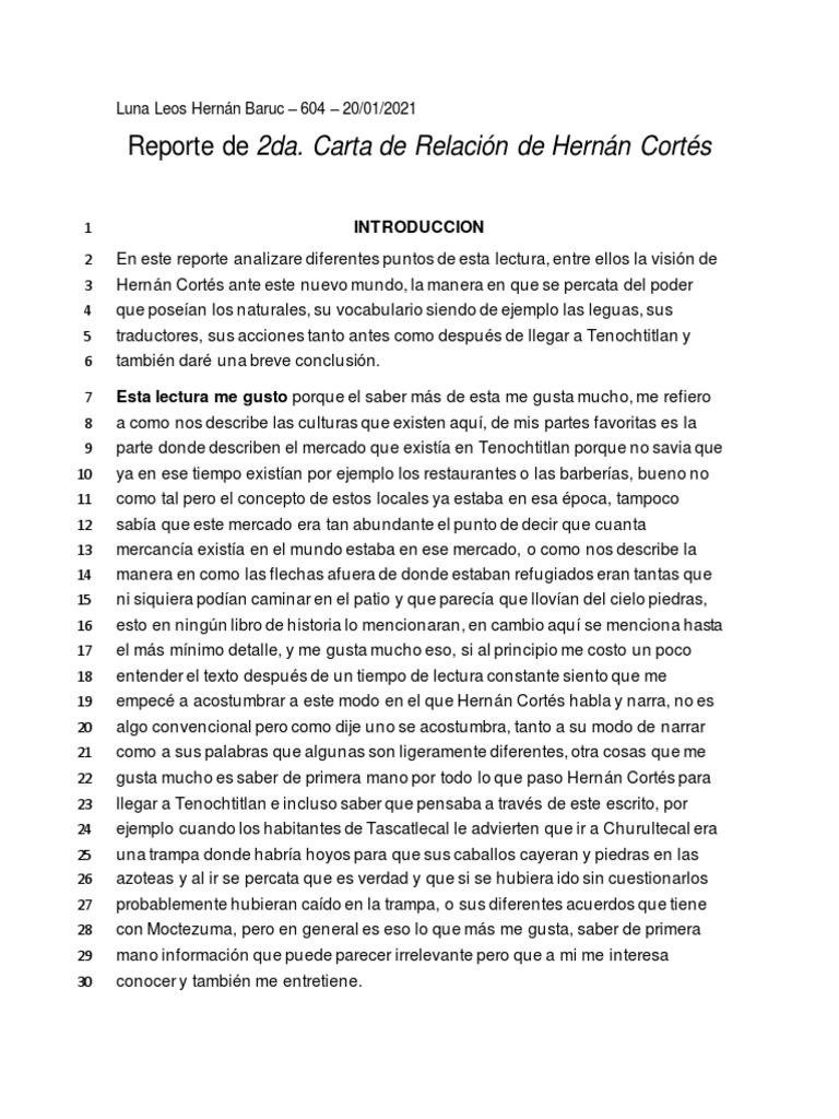 2da Carta de Relación | PDF | Hernán Cortés