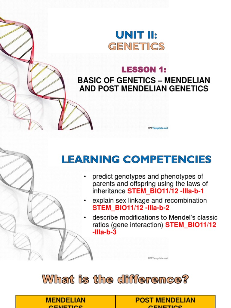Genbio - Unit 2 - Genetics - l1 Mendelian and Post Mendelian Genetics ...