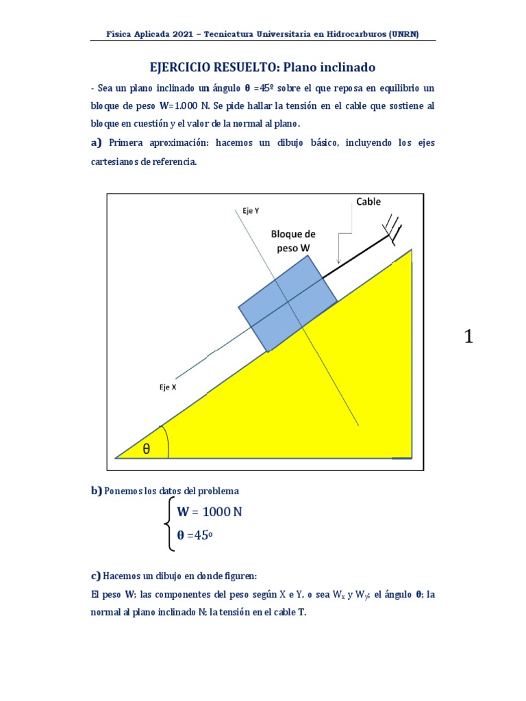 Estática - Ejercicio de Plano Inclinado | PDF | Mecánica | Ingeniería ...