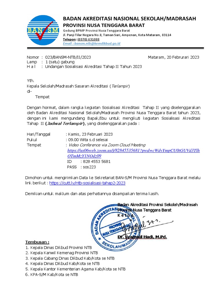 023_Surat Undangan Sosialisasi Tahap II 2023 | PDF