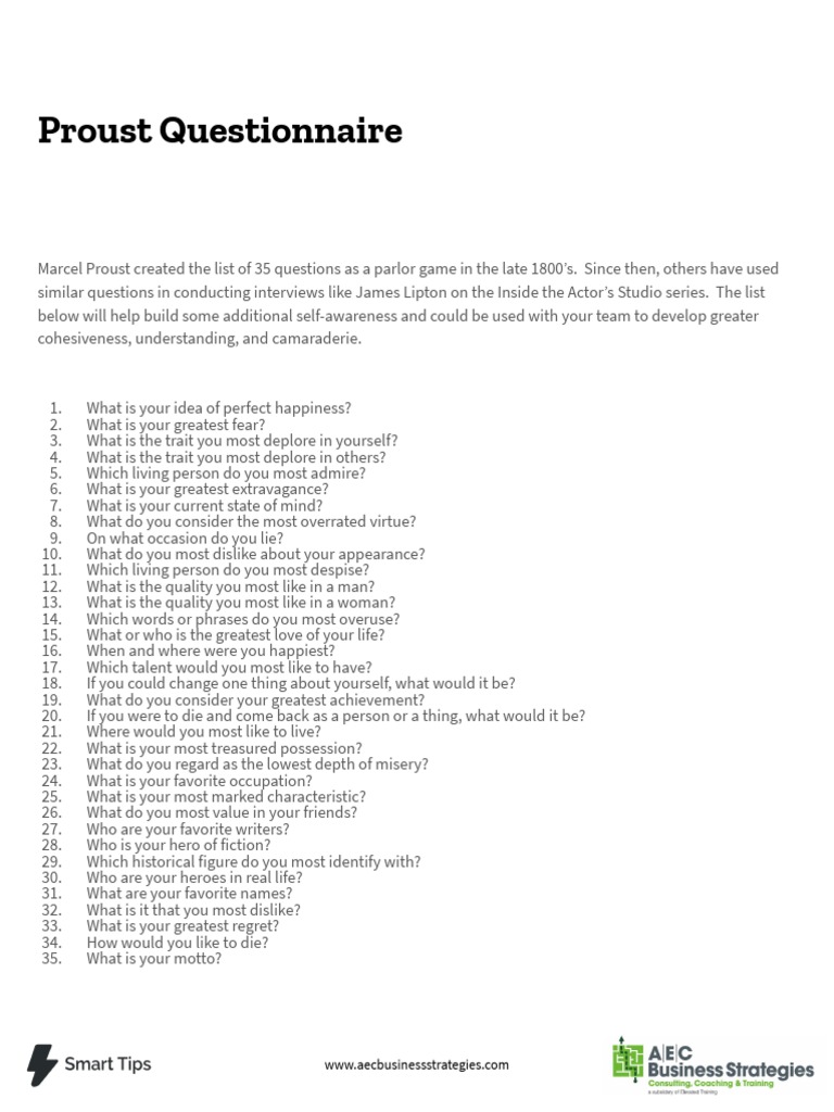 Proust Questionnaire | PDF