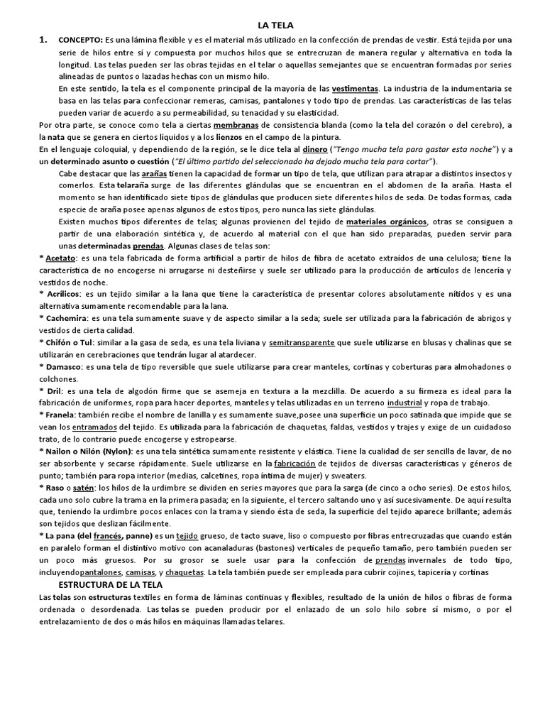Tela y Sus Partes | PDF | Textiles | Seda