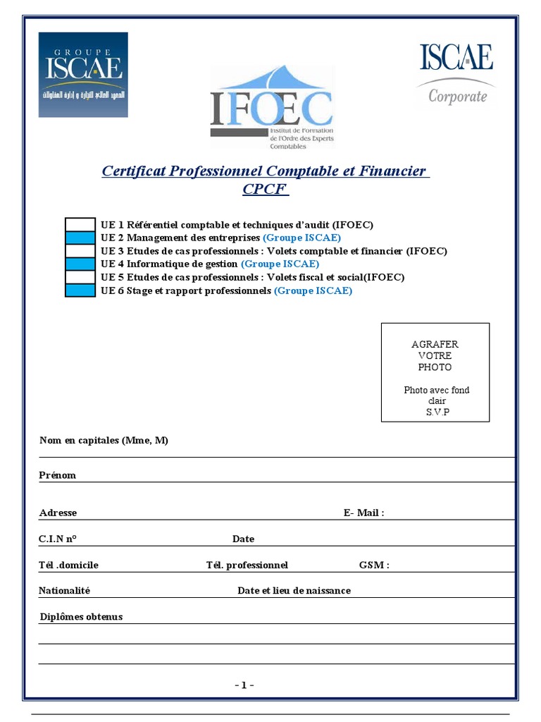 Dossier Inscription Groupe ISCAE CPCF 2018 2019 | PDF | Business