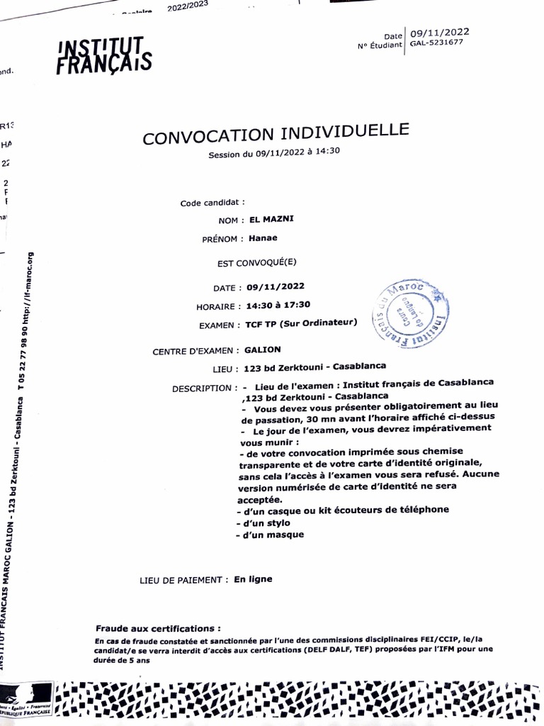 Convocation Individuelle | PDF