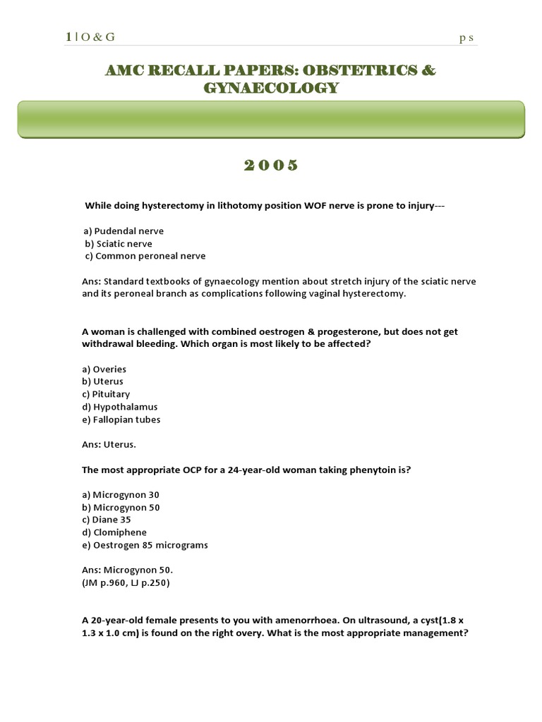 AMC OBS & GYNAC 2005 To 2009 | PDF | Luteinizing Hormone | Pregnancy