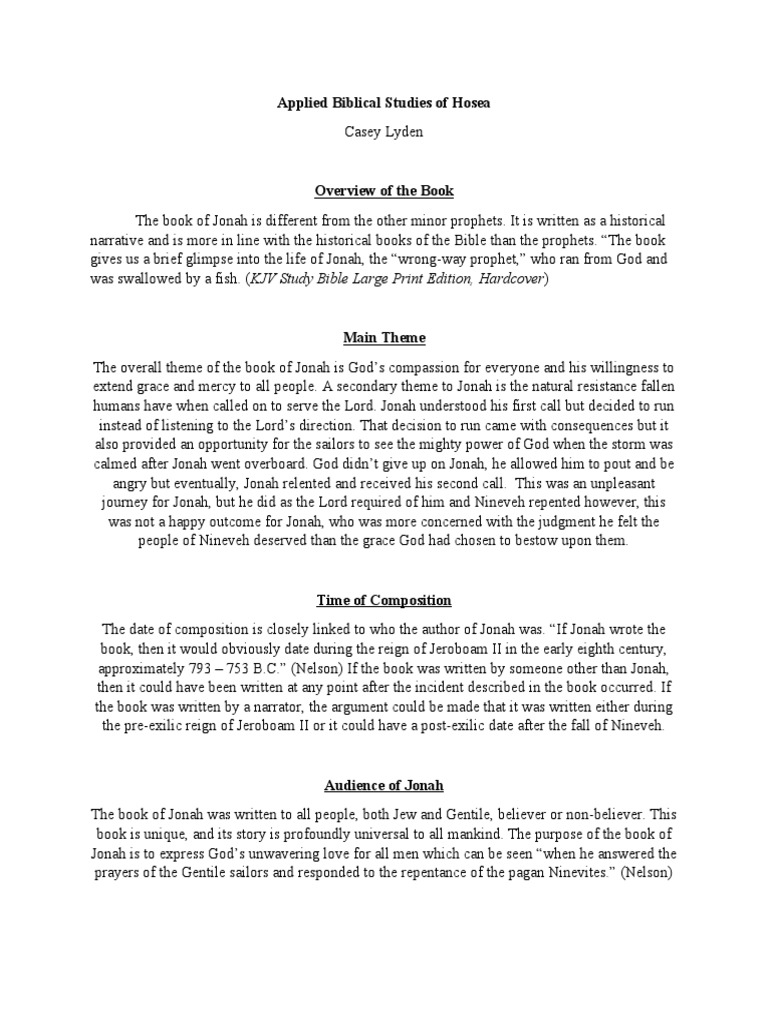 Applied Biblical Studies of Jonah | PDF | Jonah | Religious Texts