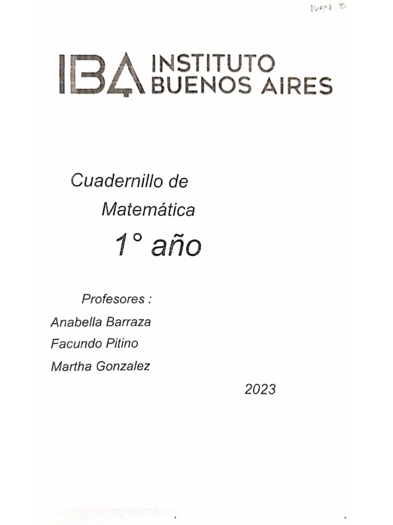Cuadernillo de Matematica Primer Año | PDF