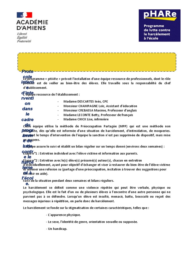 Protocole Phare | PDF