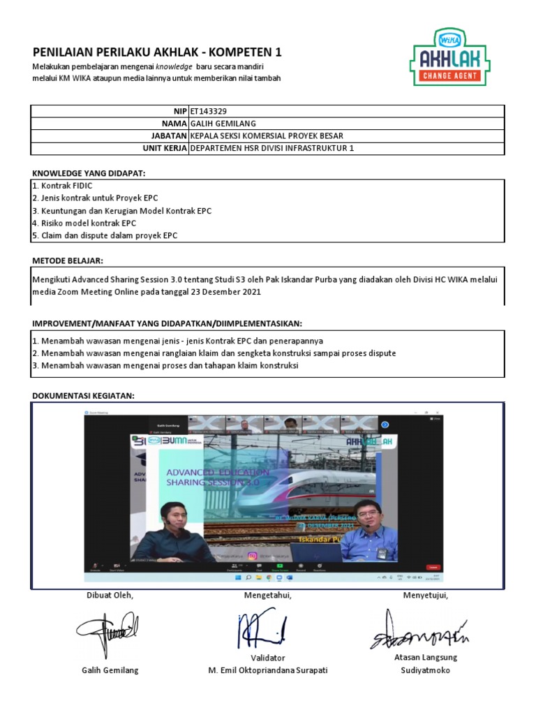 Bukti Mengikuti Sharing Session 3.0 Kontrak Fidic - GG | PDF