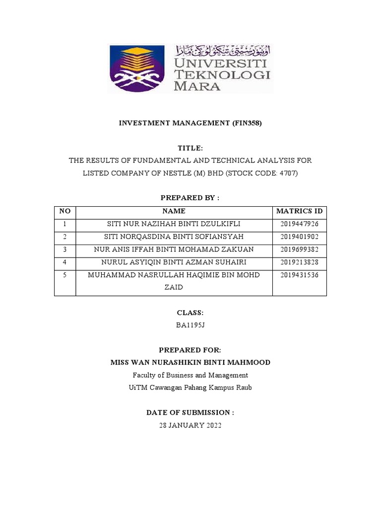 Fin358 - Group Assignment (Nestle) | PDF | Technical Analysis | Market ...