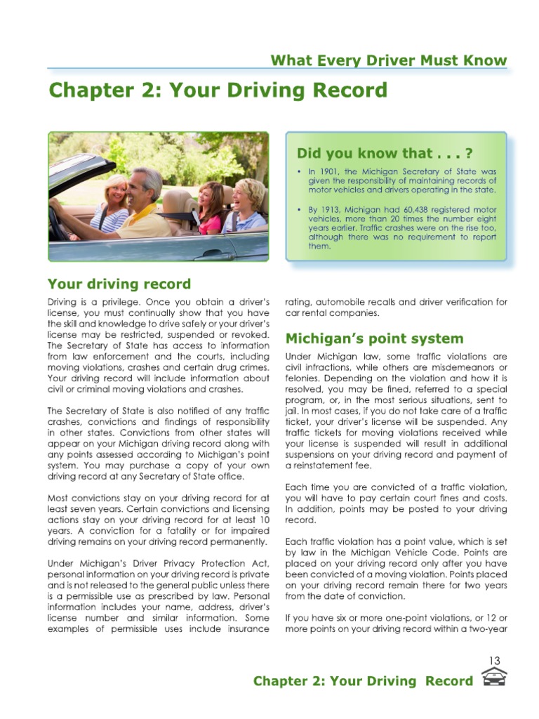 WEDMK Chapter Two Your Driving Record | PDF