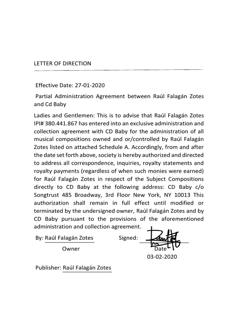 Letter of Direction | PDF