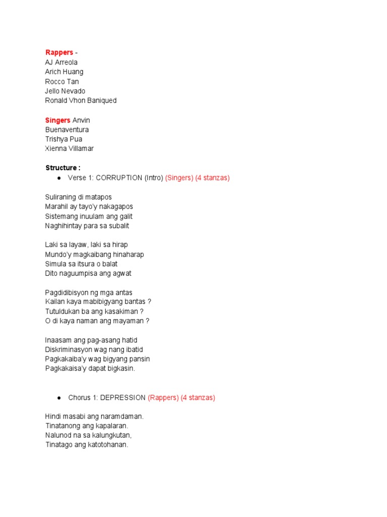 Filipino X Music 3rd Term PETA Script | PDF