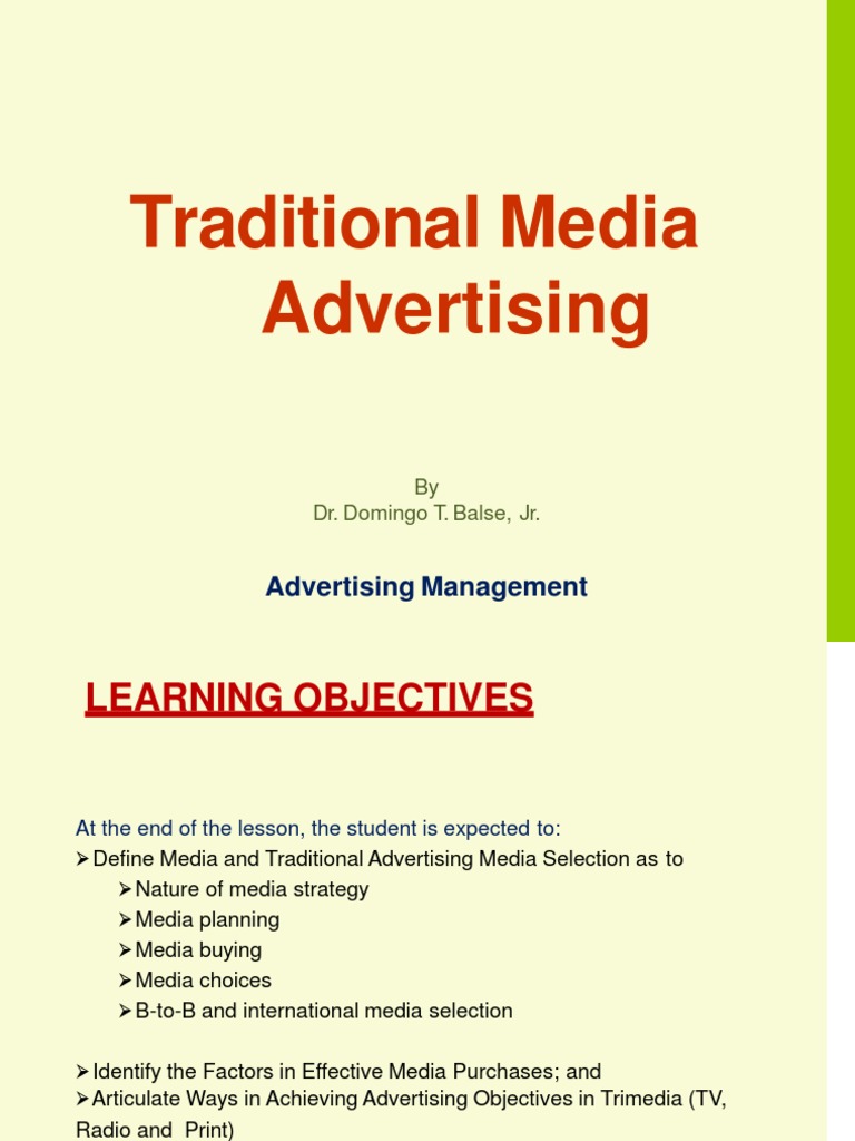 Module 6 - Traditional Media Advertising | PDF | Advertising | Mass Media