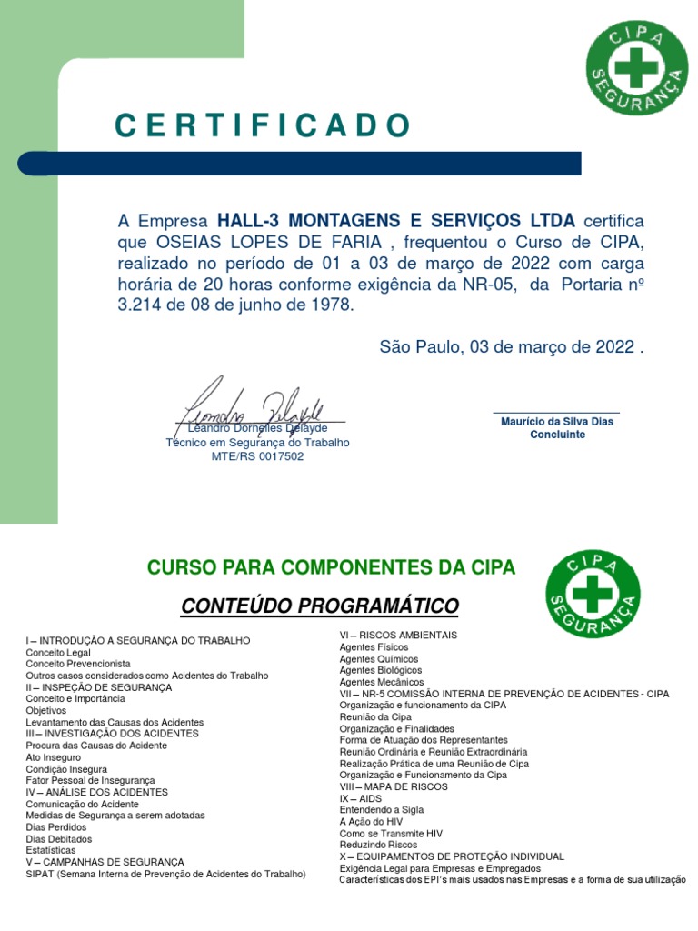 Certificado CIPA | PDF