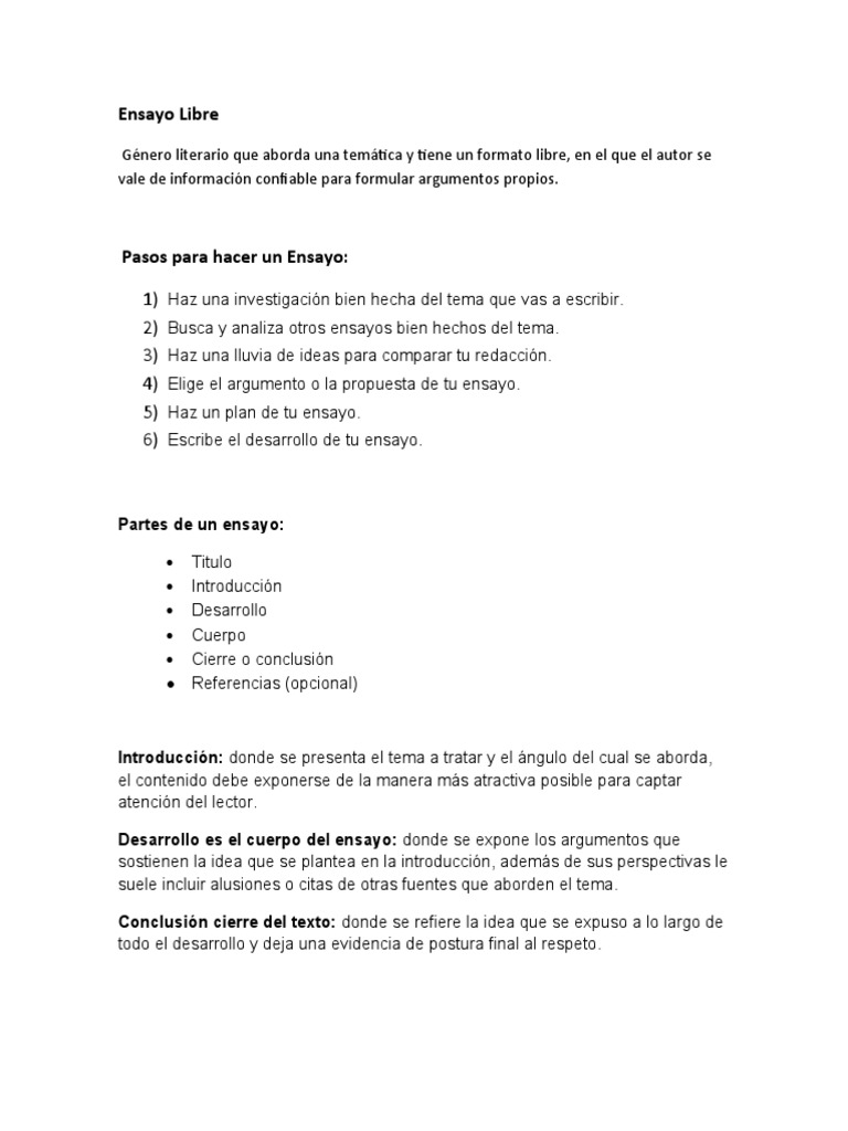 Guía para Escribir un Ensayo Libre | PDF