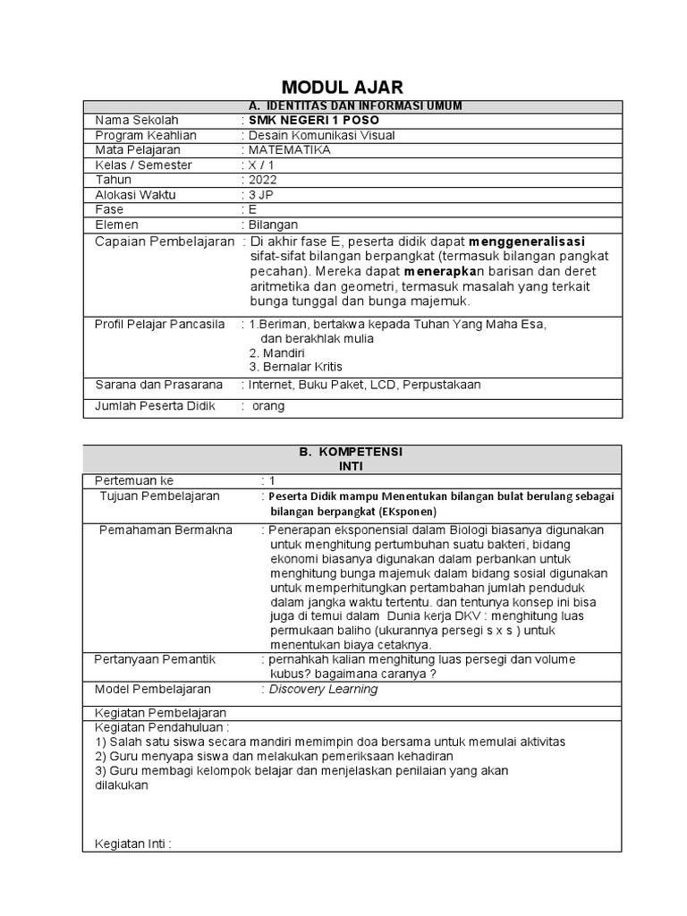 Simulasi Modul Ajar | PDF