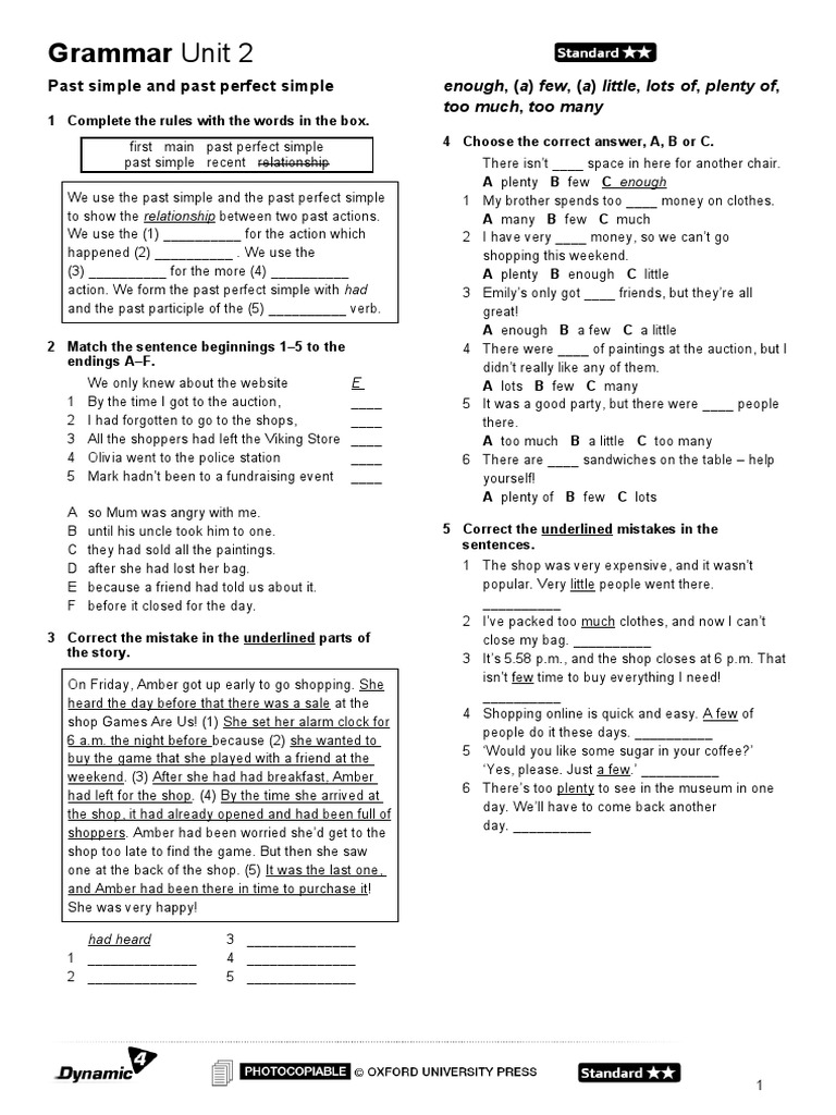 Dynamic - GV - Unit 2 - STANDARD | PDF