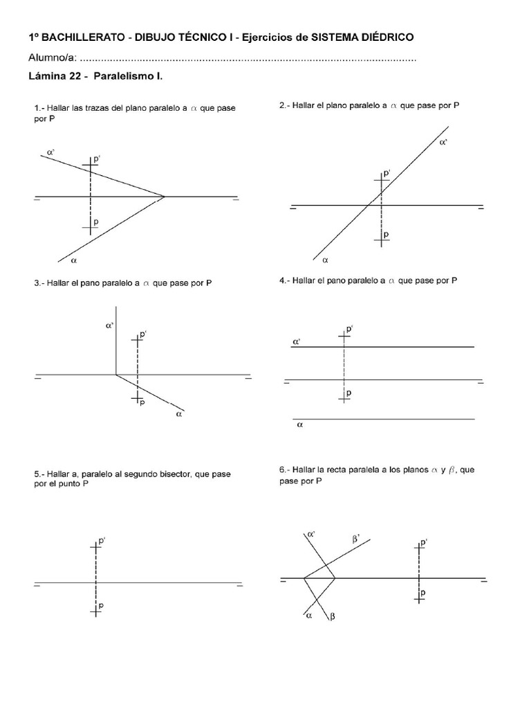 DT1 Láminas Diédrico 4 Paralelismo y Perpendicularidad | PDF